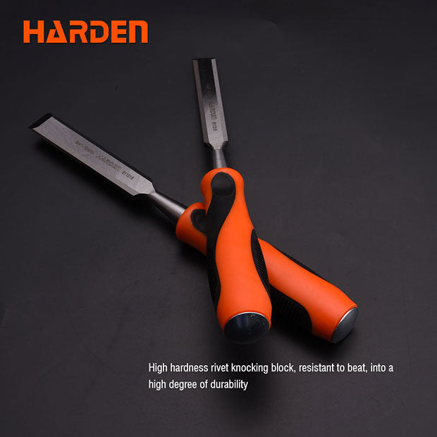 4 Piece Orange Black Handle Wood Chisel Set